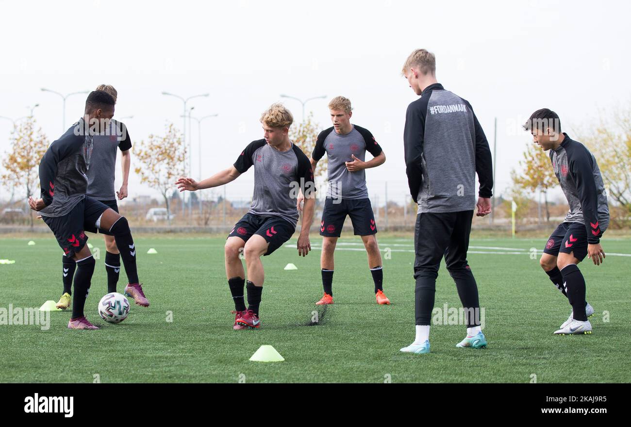 Buftea, Romania, 31st October 2022. The players of Denmark warm up ...