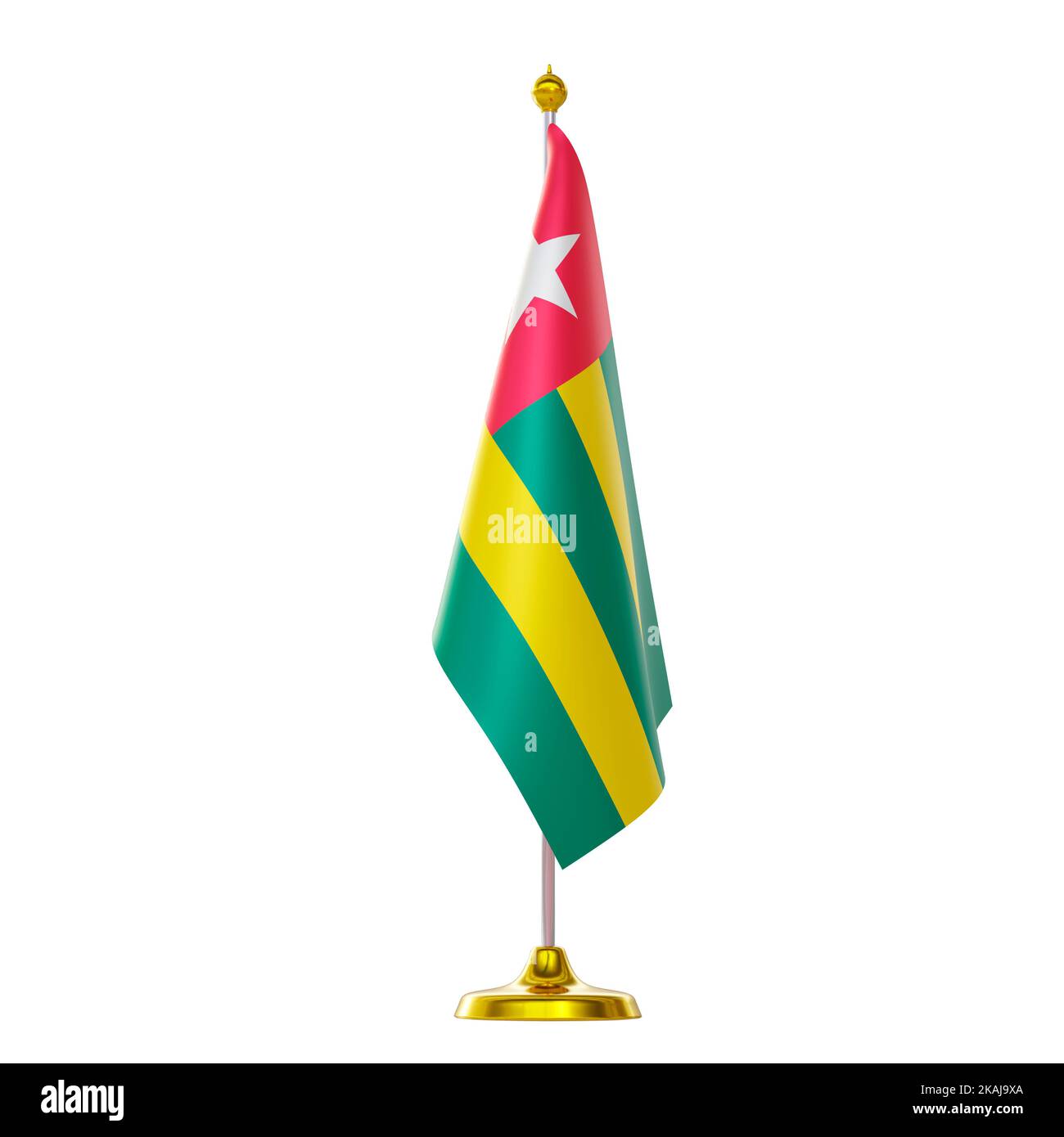 3d render of flag on pole for Togo countries summit and political ...