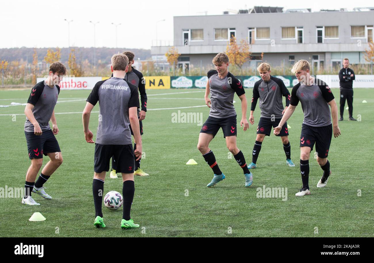 Buftea, Romania, 31st October 2022. The players of Denmark warm up ...
