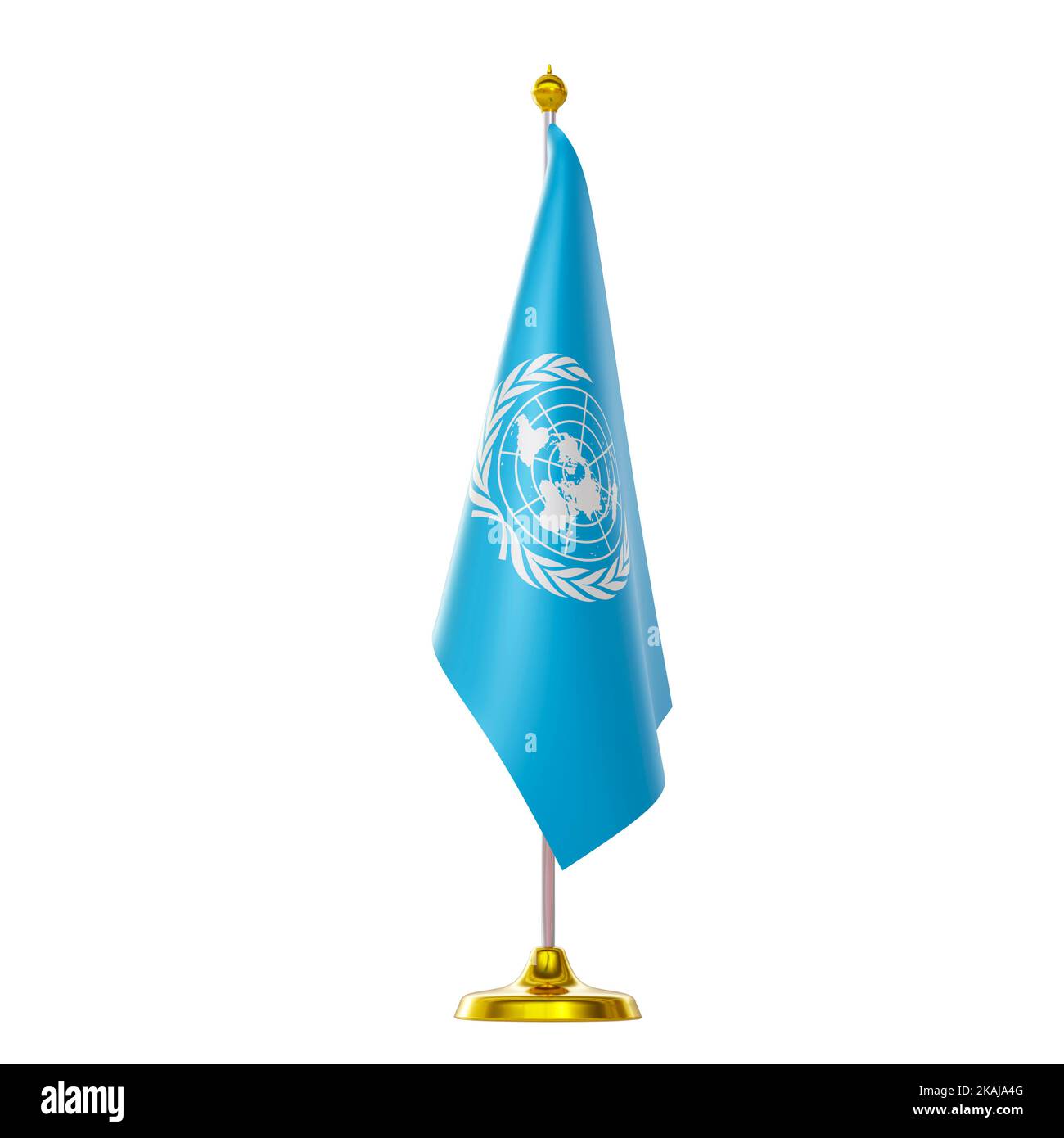 3d render of flag on pole for united Nations countries summit and ...