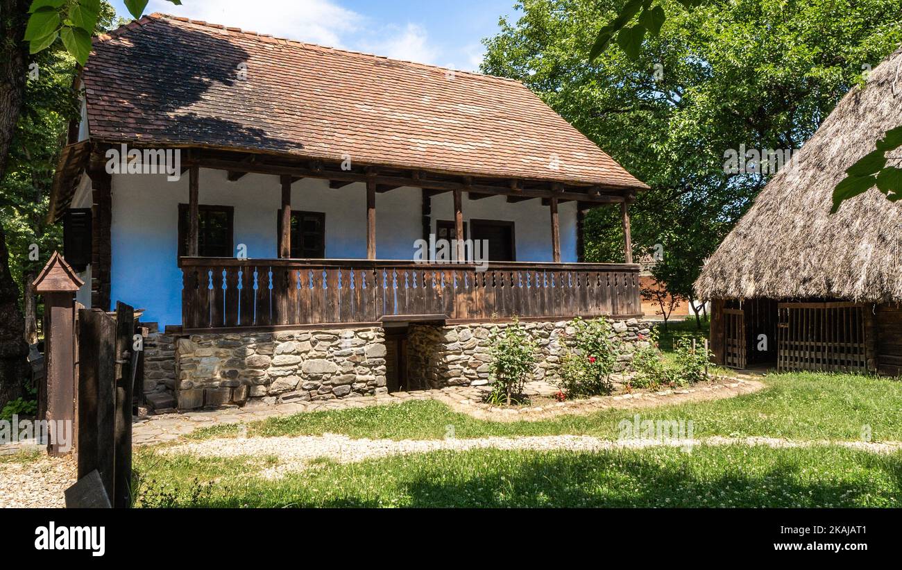 Traditional old rustic house. East Europe, Romania. Medieval house ...