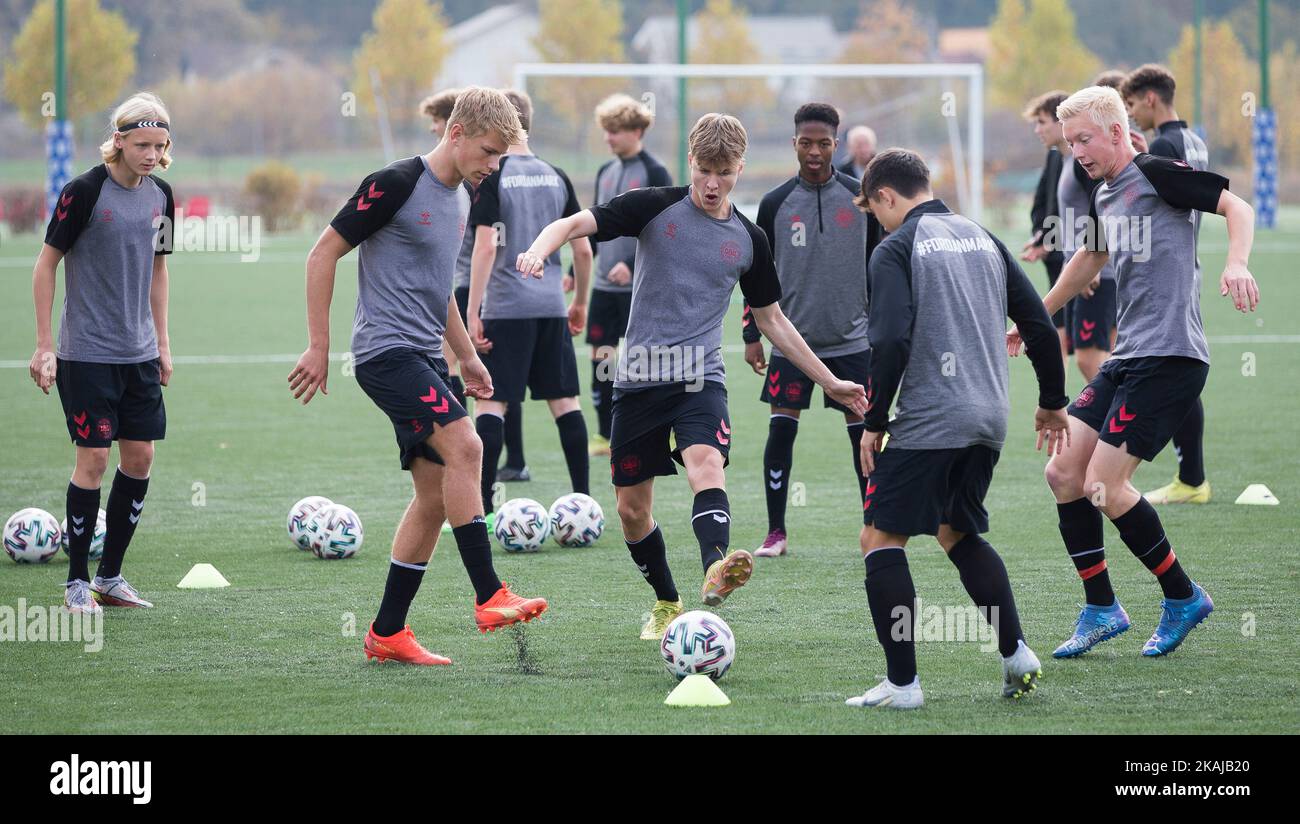 Buftea, Romania, 31st October 2022. The players of Denmark warm up ...