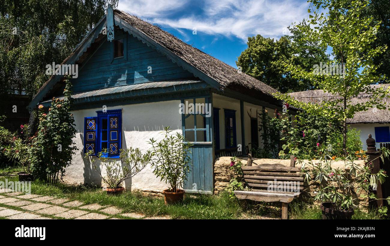 Traditional old rustic house. East Europe, Romania. Medieval house ...