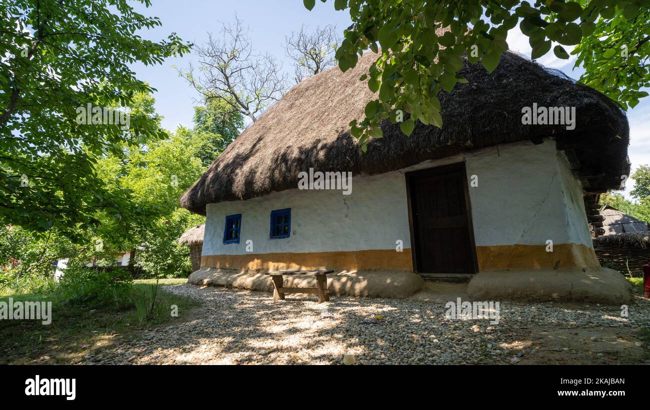 Traditional old rustic house. East Europe, Romania. Medieval house ...
