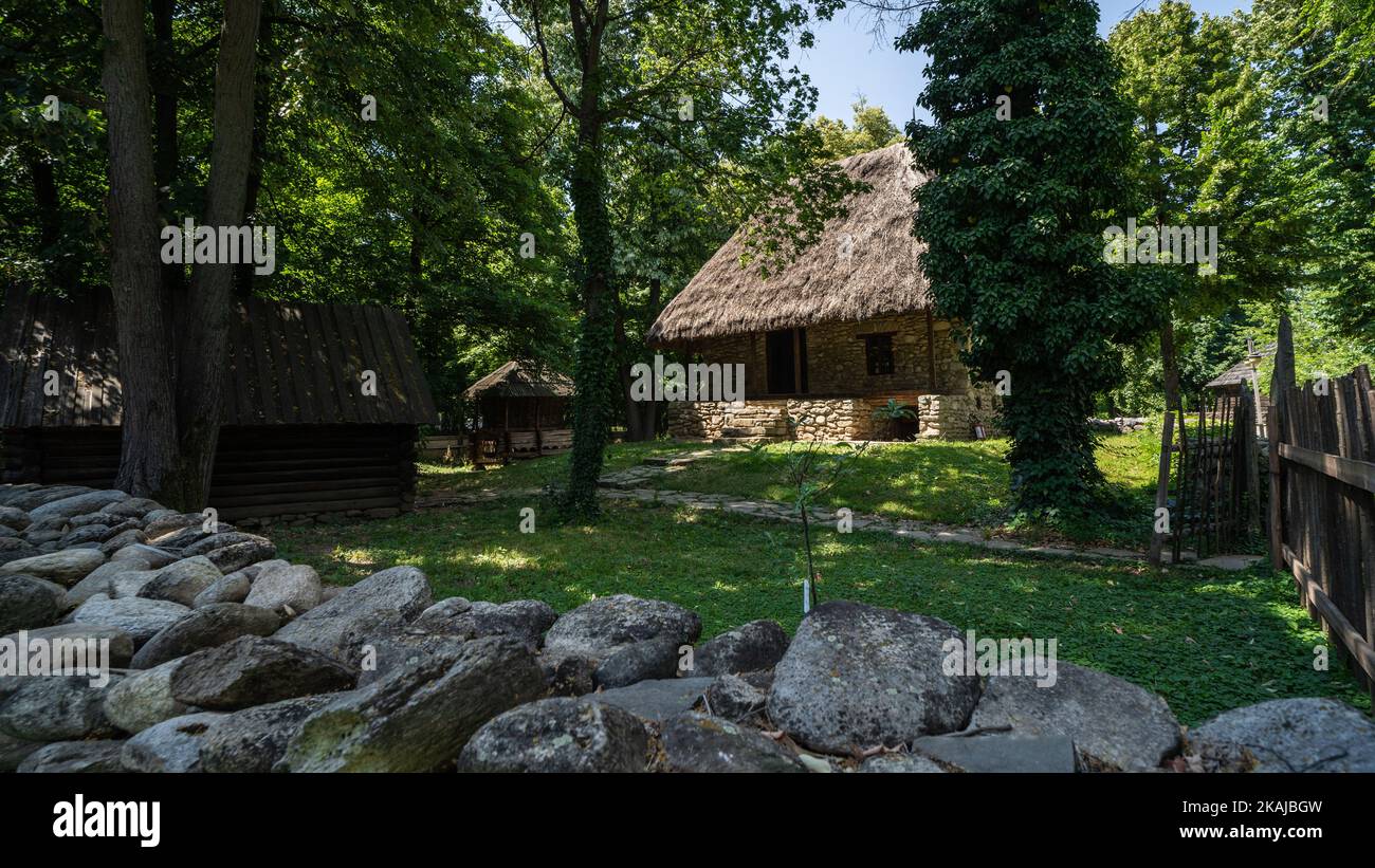 Traditional old rustic house. East Europe, Romania. Medieval house ...