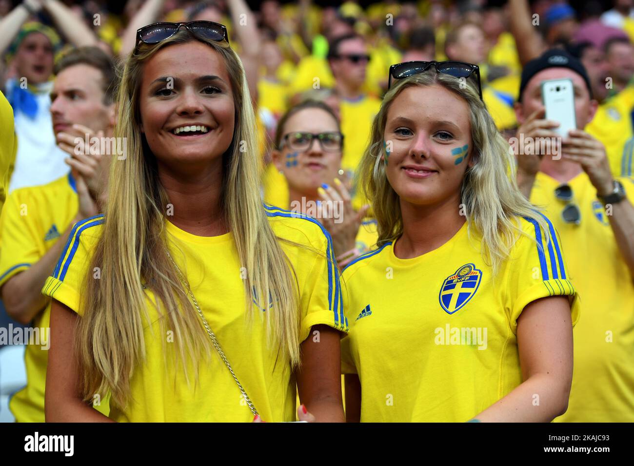 Swedish fans poses for the photo during the UEFA Euro 2016 Group E ...
