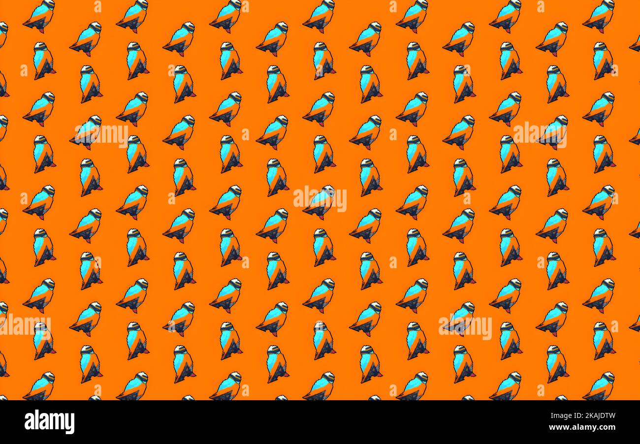 A 2D illustrated background with a seamless pattern of cartoon birds on ...