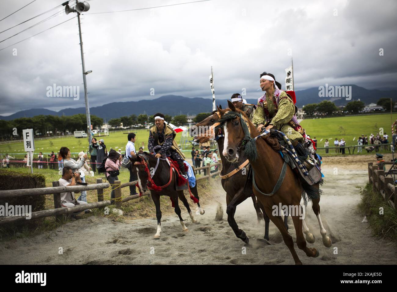 A samurai horseman take part in the Yoinori Horse Race (pre-event) to ...