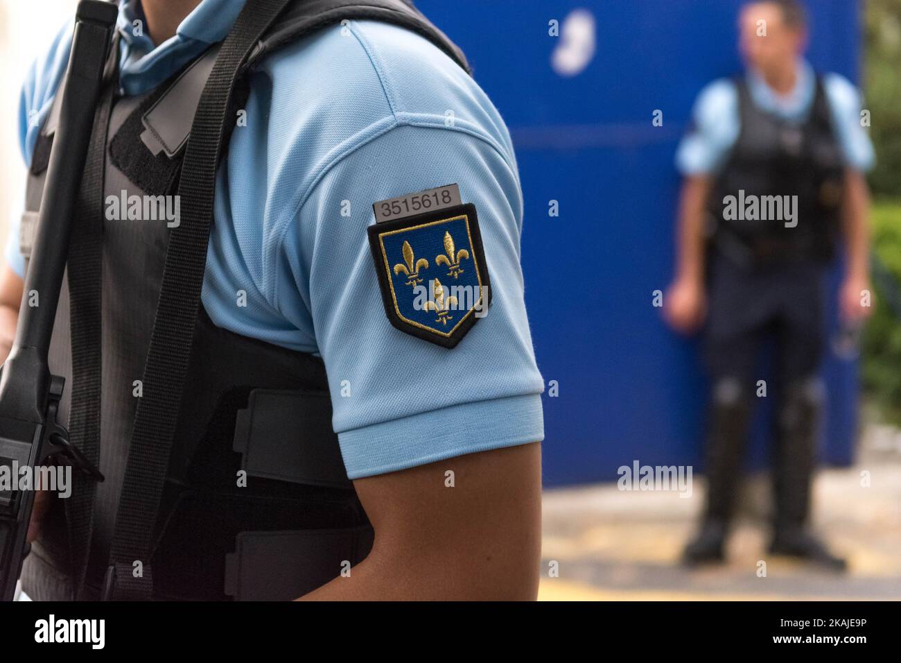 French Gendarmes stand in Persan, on July 21 2016 after a second night ...