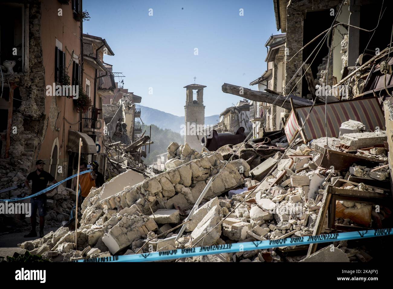 A general view of Amatrice on August 24, 2016 after a powerful ...