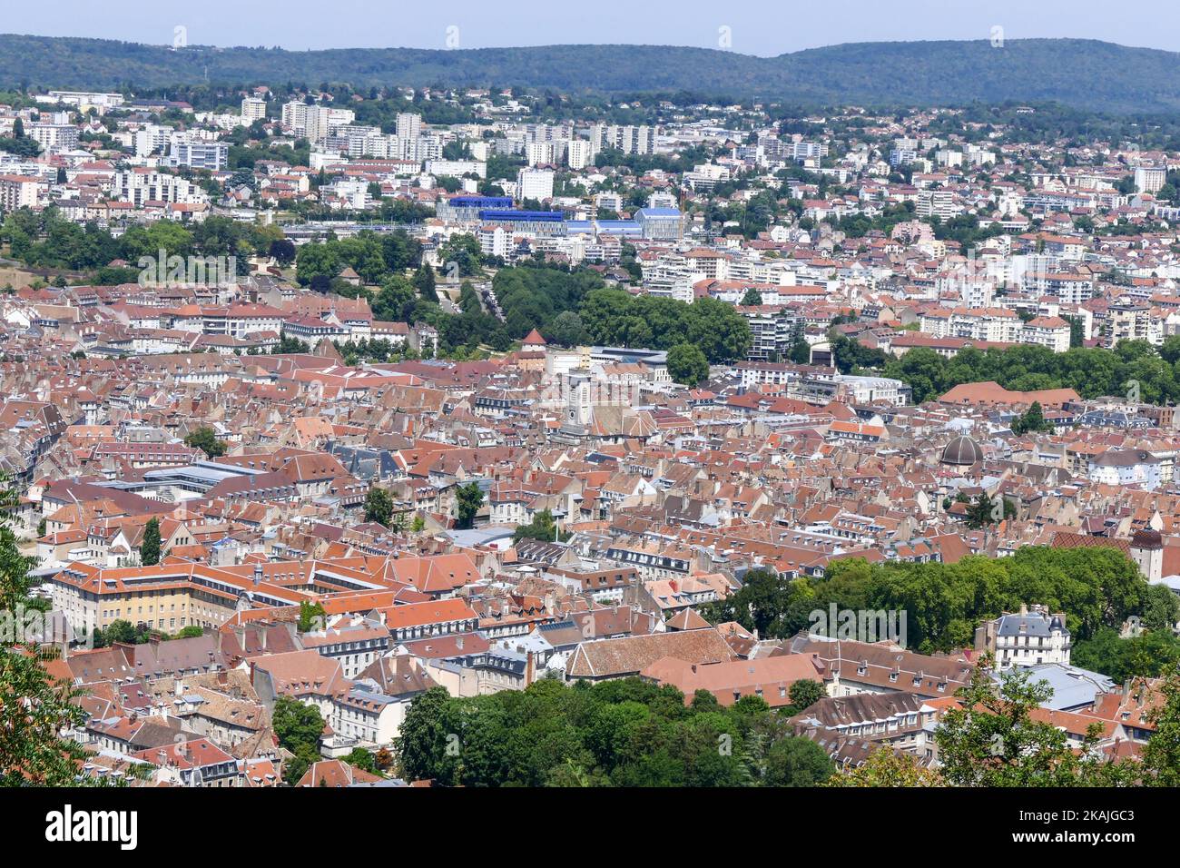 An aerial view of the ctyscape of downtown Besancon, France Stock Photo ...