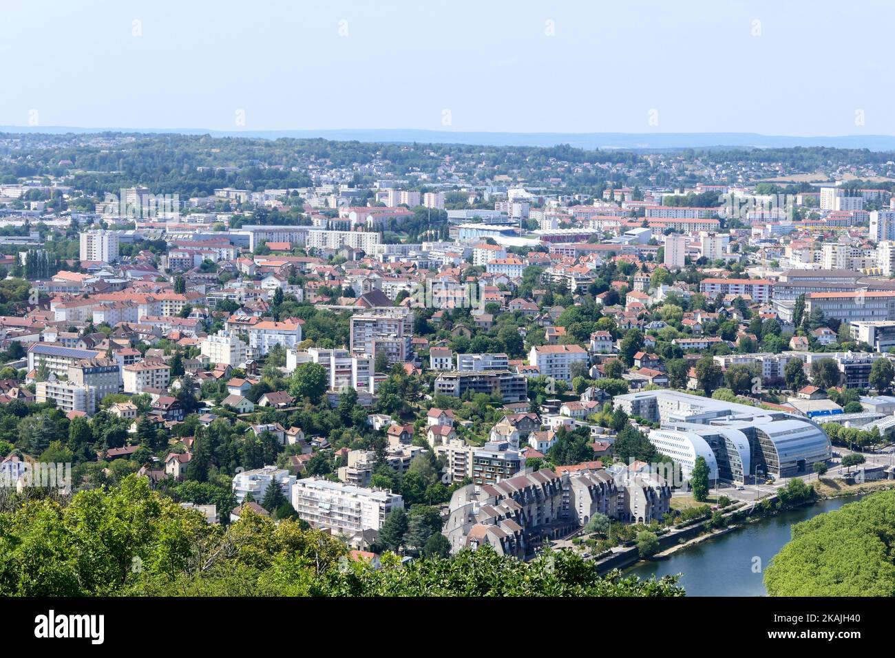 An aerial view of the ctyscape of downtown Besancon, France Stock Photo ...