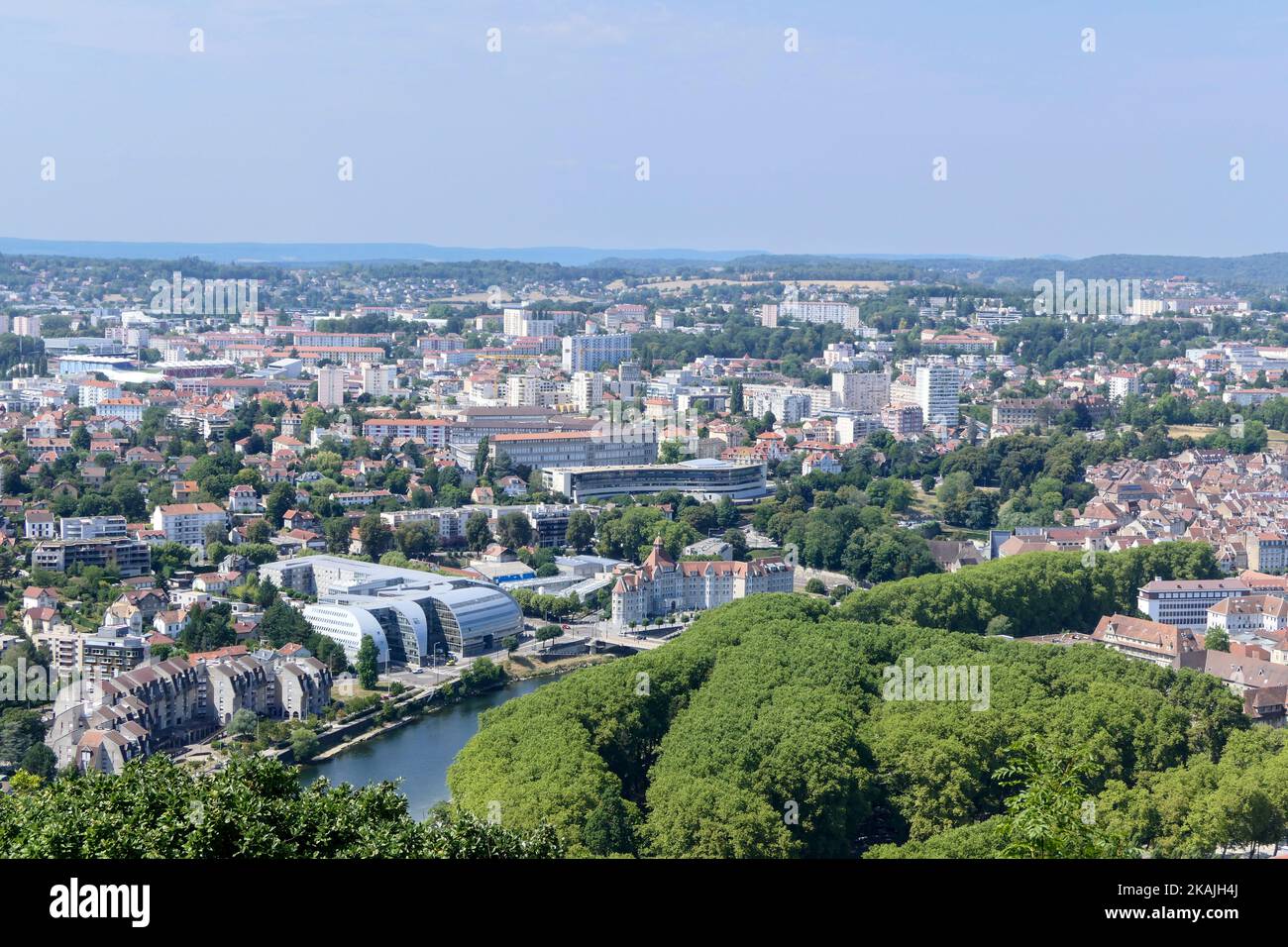 An aerial view of the ctyscape of downtown Besancon, France Stock Photo ...