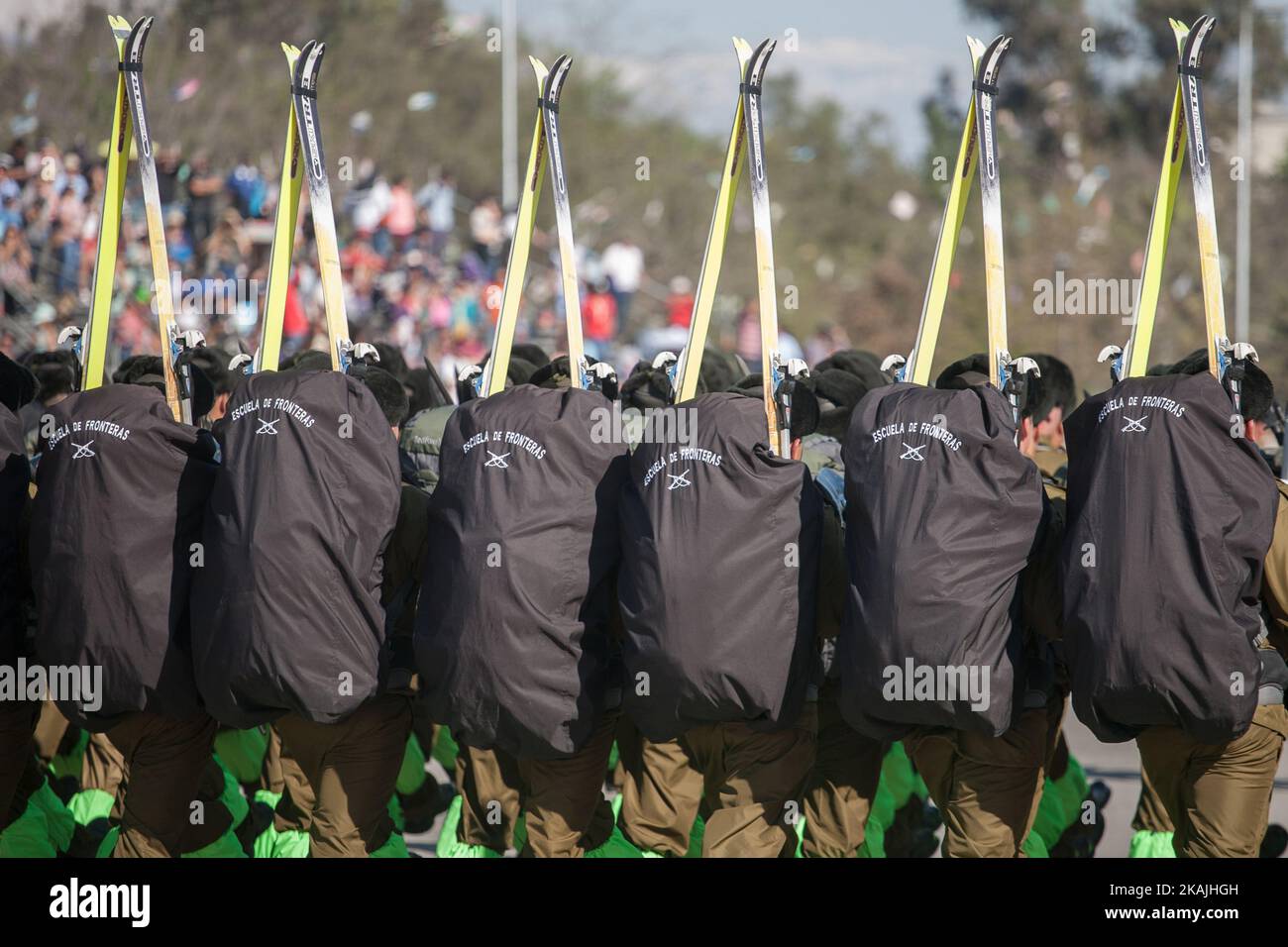 Chilean troops march during the military parade. Chilean President ...