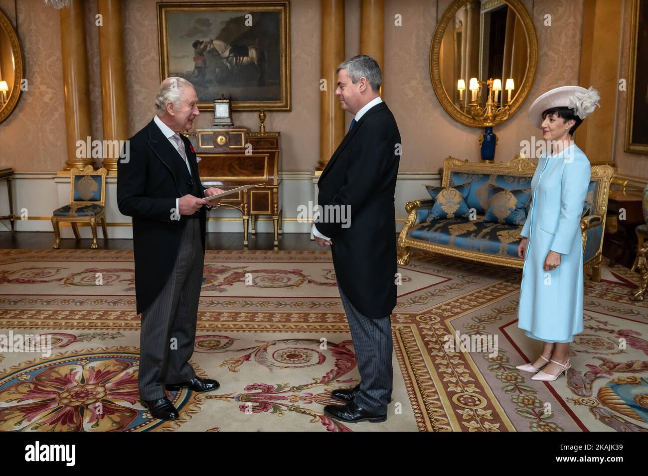 King Charles III during an audience with Mr Martin Fraser who presented ...