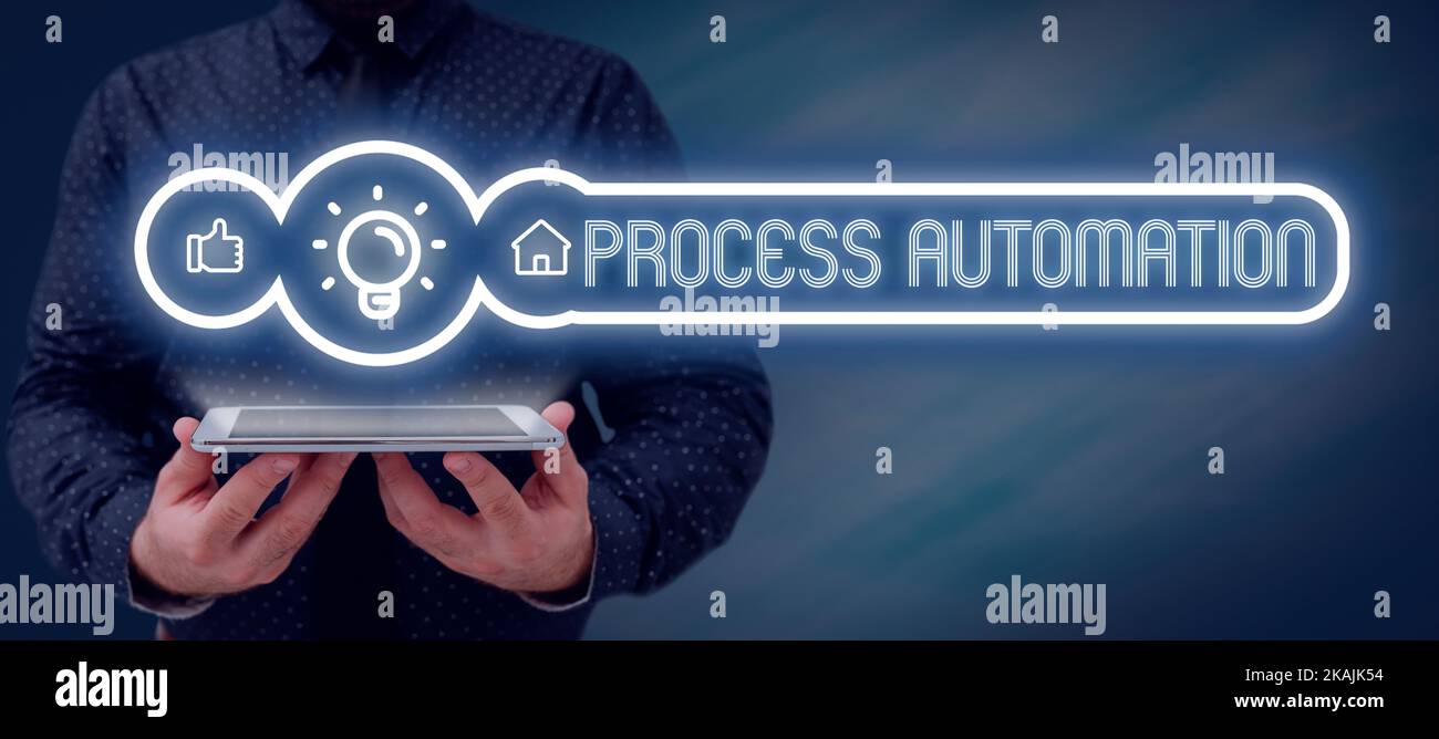 Text caption presenting Process Automation. Concept meaning the use of ...