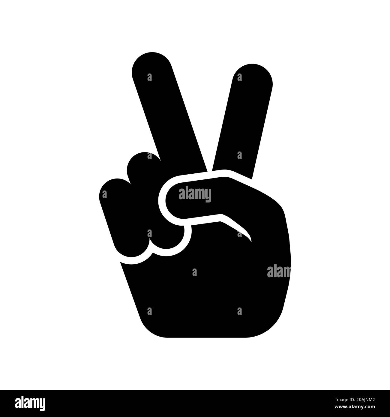 Hand shows victory sign. Hand with two fingers up. Vector illustration ...
