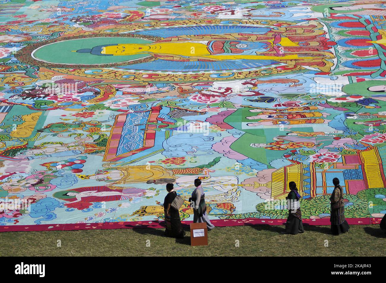 Nepalese Buddhist Kora Arounds World's largest Thangka Painting of 12 ...
