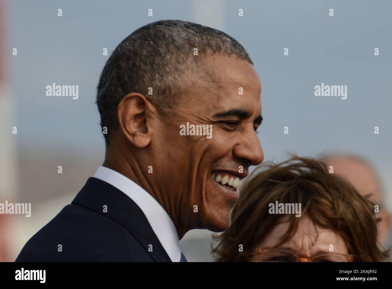 US President Barack Obama arriving in Athens, Greece as seen from the ...