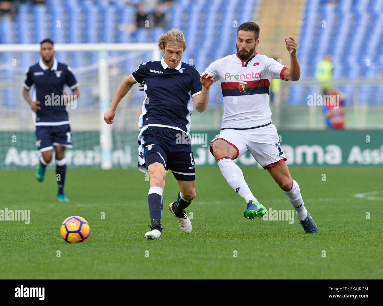 Dusan Basta and Leonardo Pavoletti during the Italian Serie A football ...