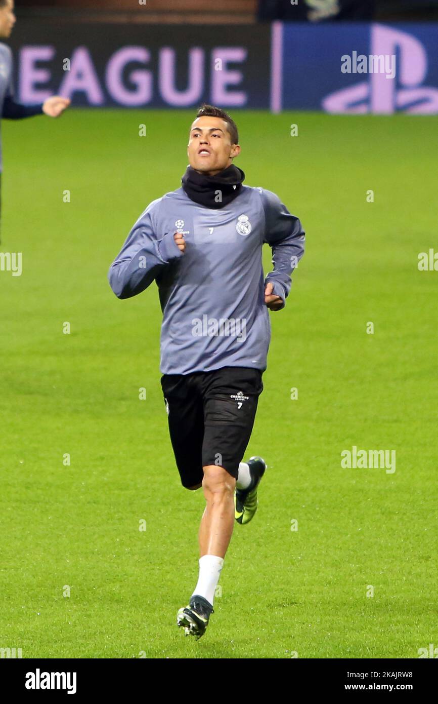 Real Madrid's forward Cristiano Ronaldo runs during a training session ...
