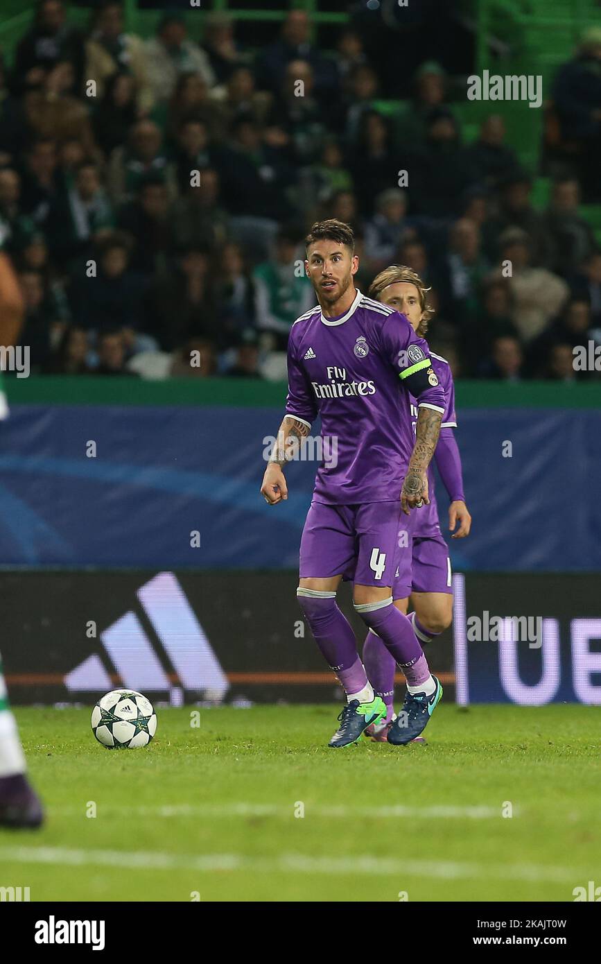 Real Madrids defender Sergio Ramos from Spain in action during the UEFA ...