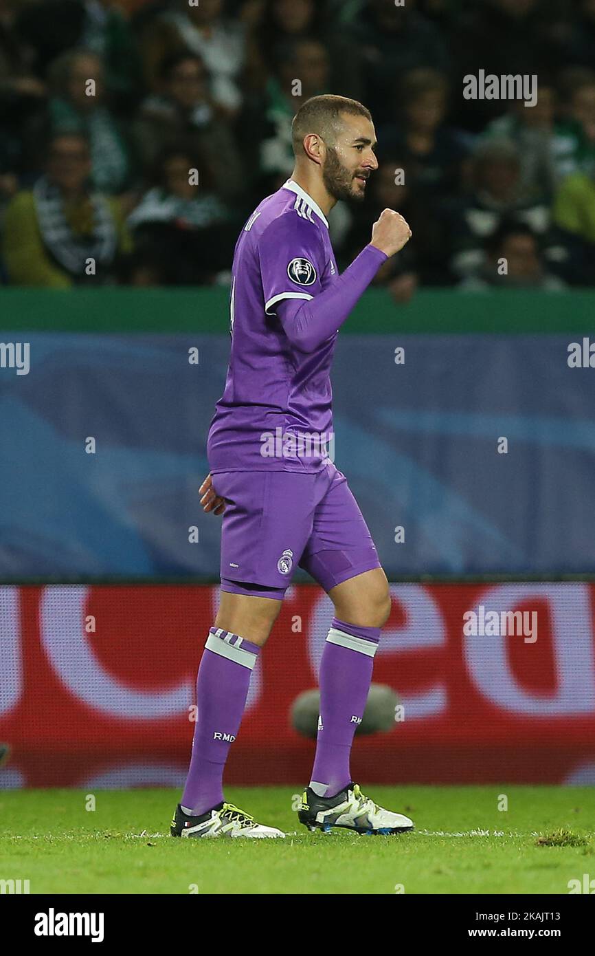 Real Madrids forward Karim Benzema from France celebrating after ...
