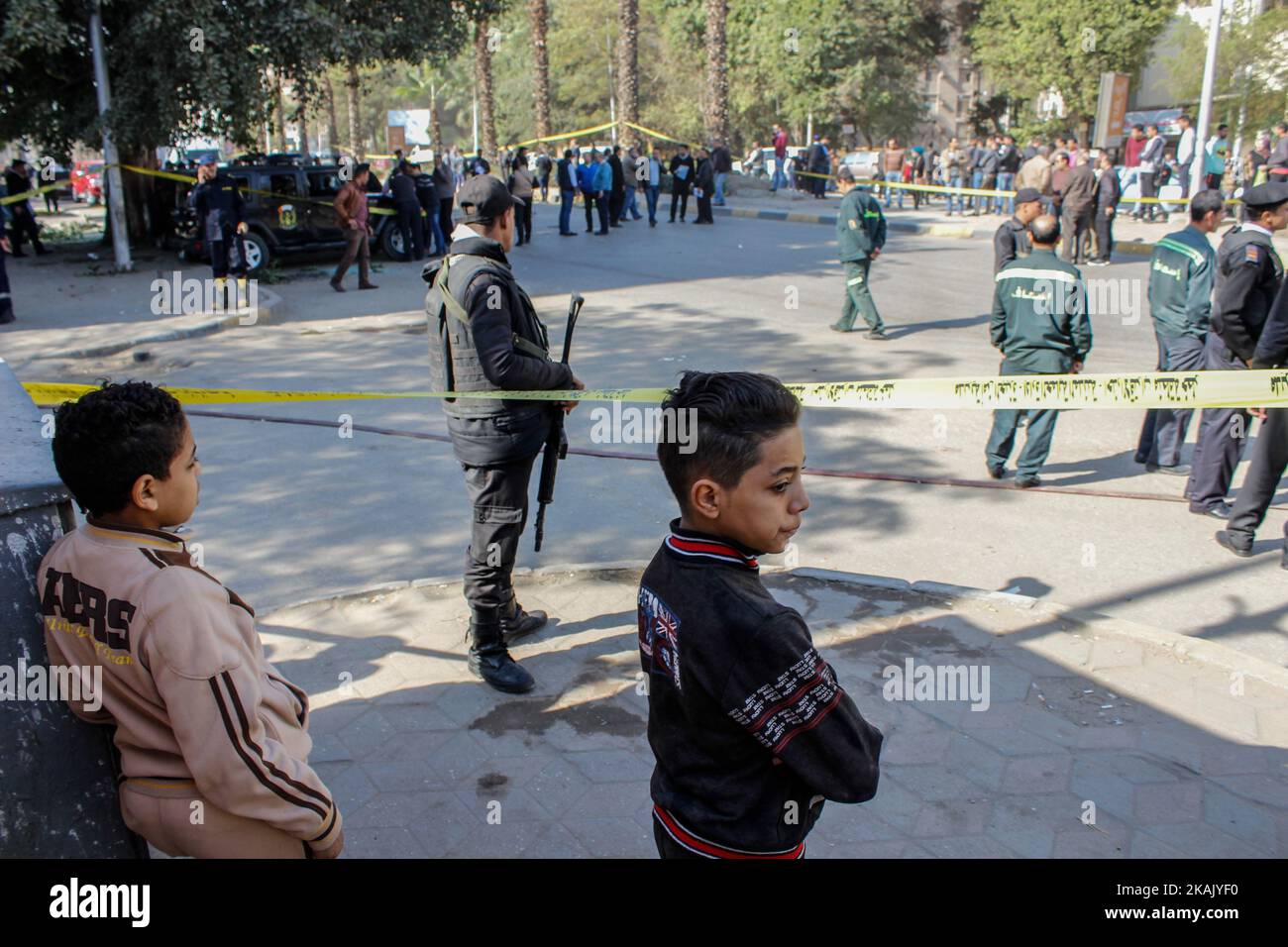 Crime scene investigation team examine at the scene after a bomb attack ...