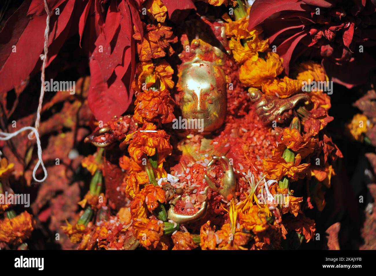 A picture of an idol Goddess Indrayani during the celebration of ...