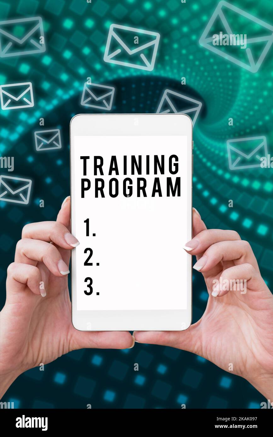 Hand writing sign Training Program. Business approach a list of things ...