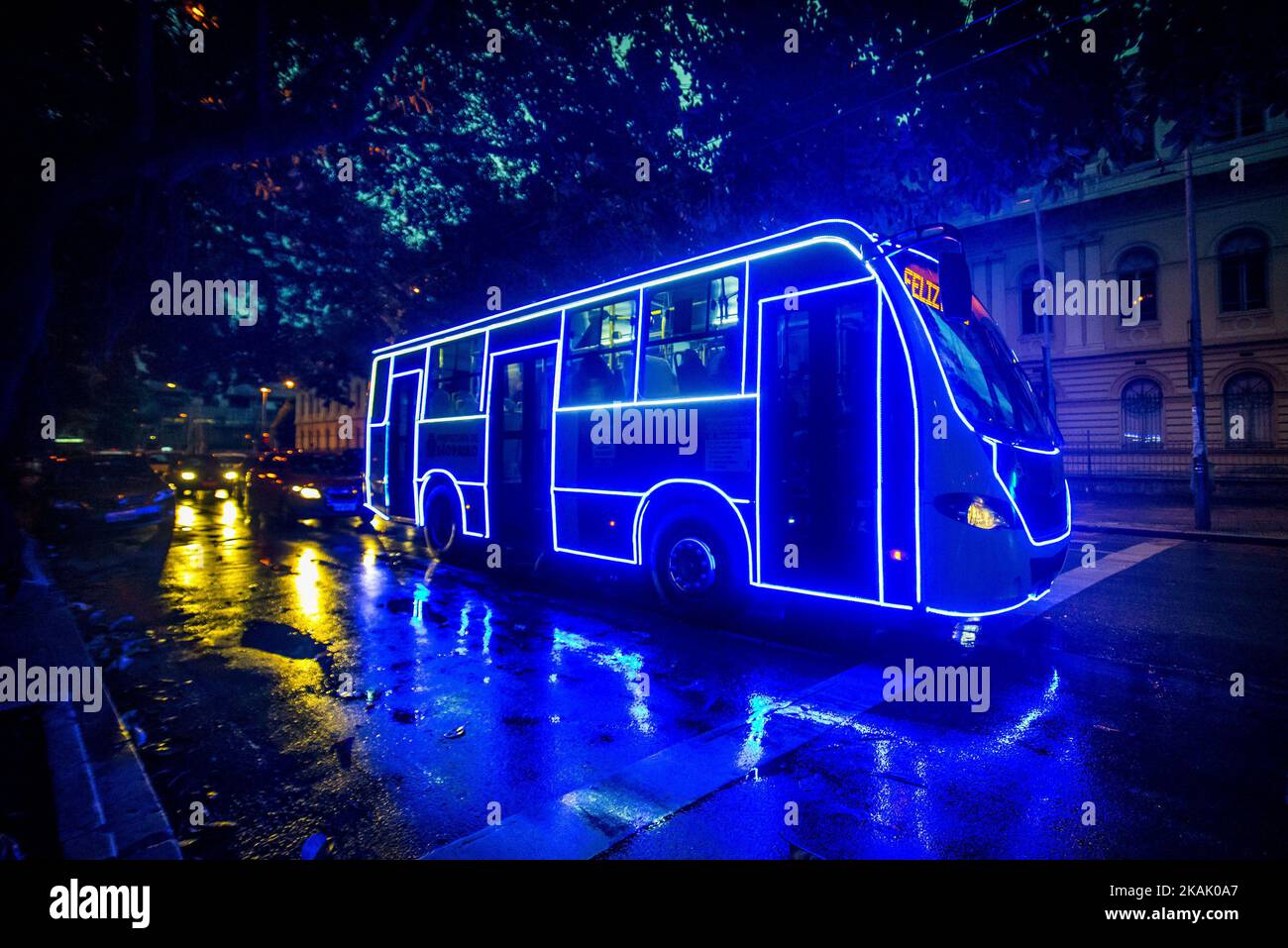More than thirty buses were illuminated and decorated with Christmas ...
