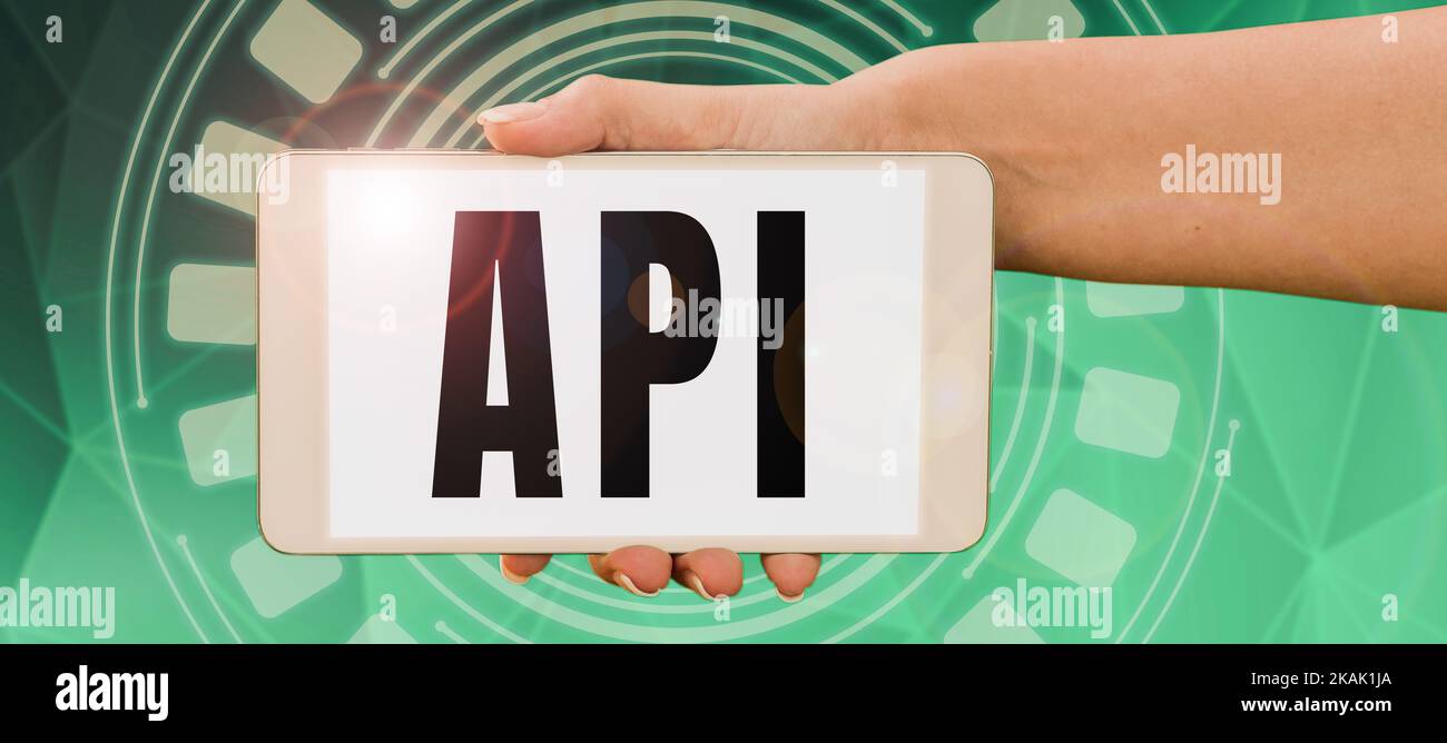 Text caption presenting Api. Word Written on set of routines, protocols, and tools for building ...