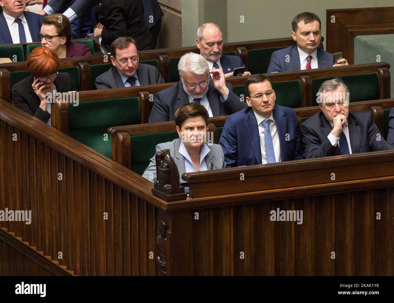 Prime Minister of Poland, Beata Szydlo at Polish parliament in Warsaw ...