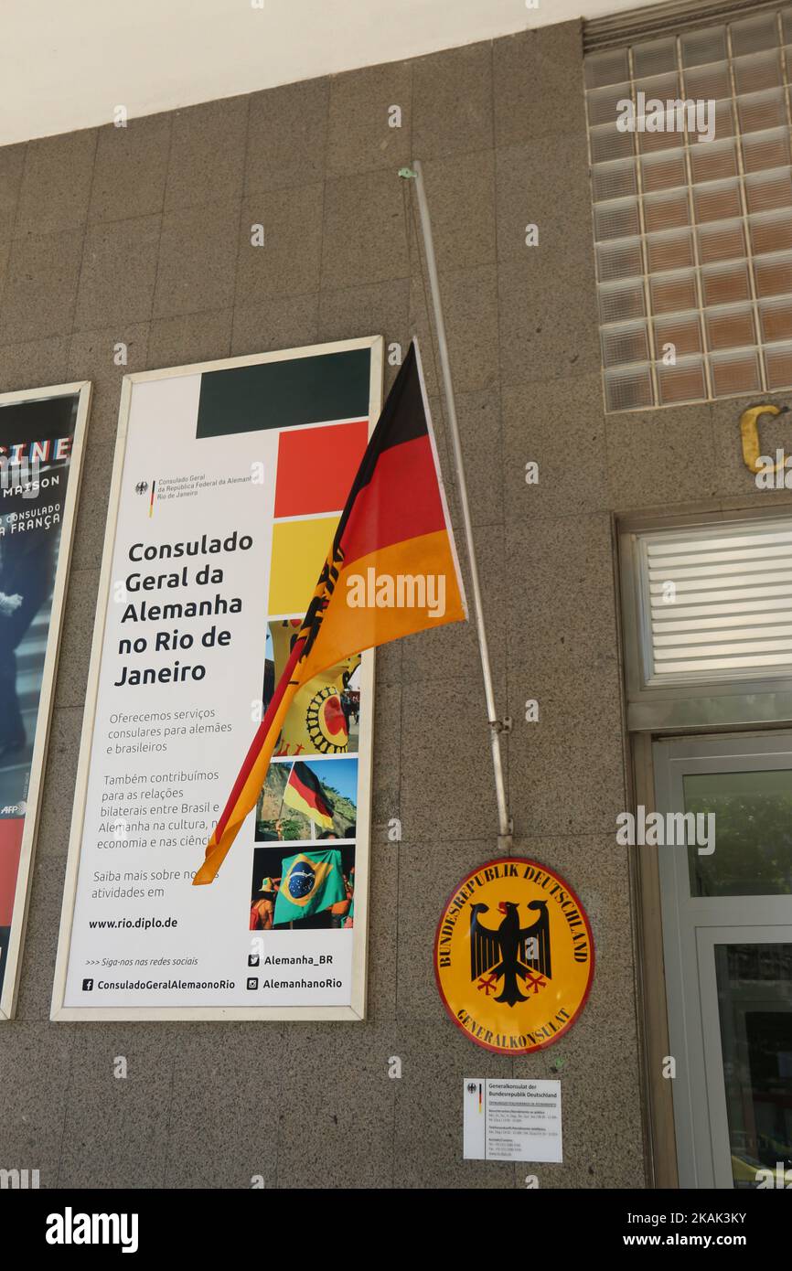 Flag of Germany is seen at half-mast at the Consulate of Germany in ...