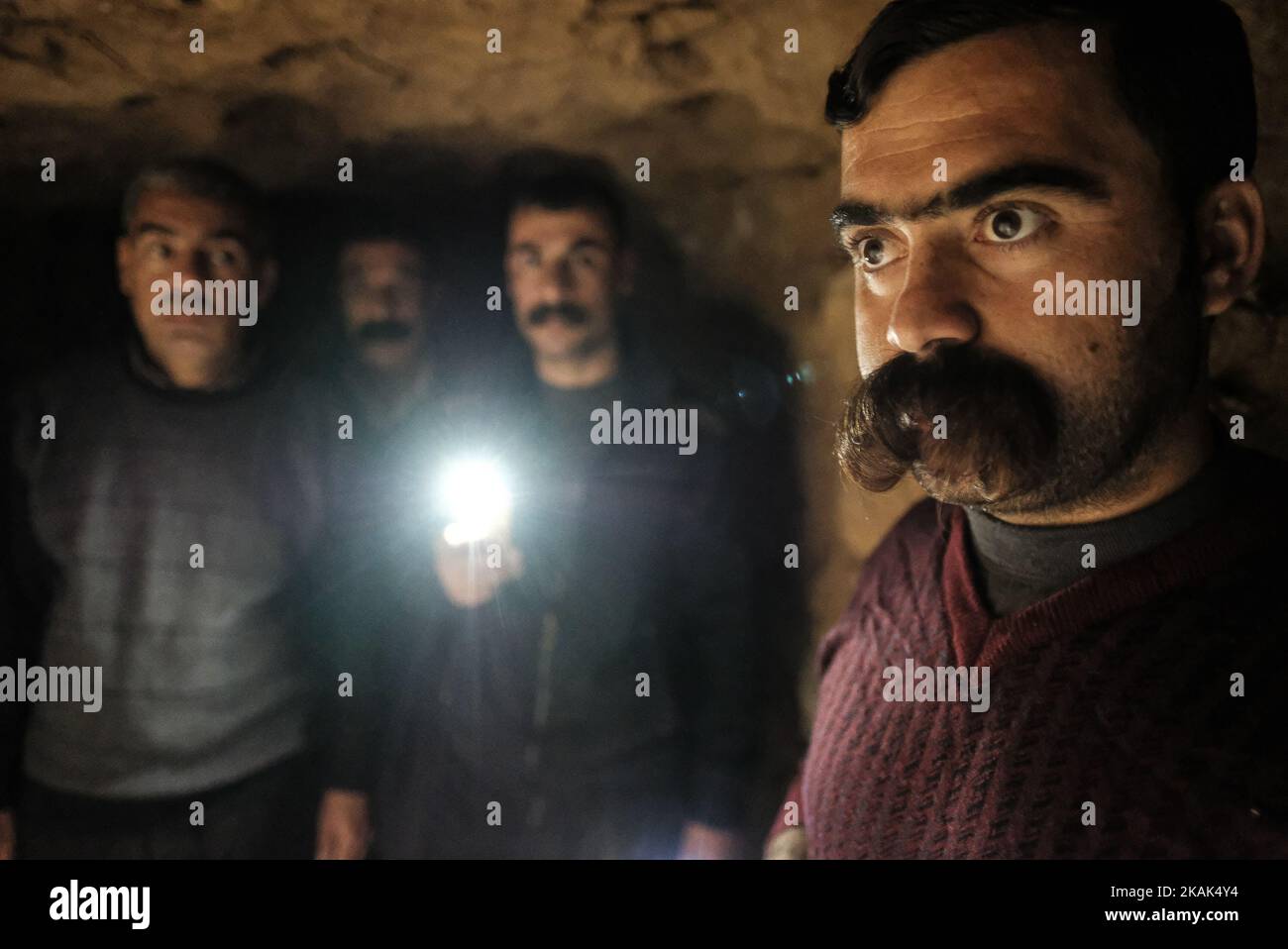 Kakais men inside ISIL tunnel in Tel Laban/ Gazakan on 30 December 2016 ...