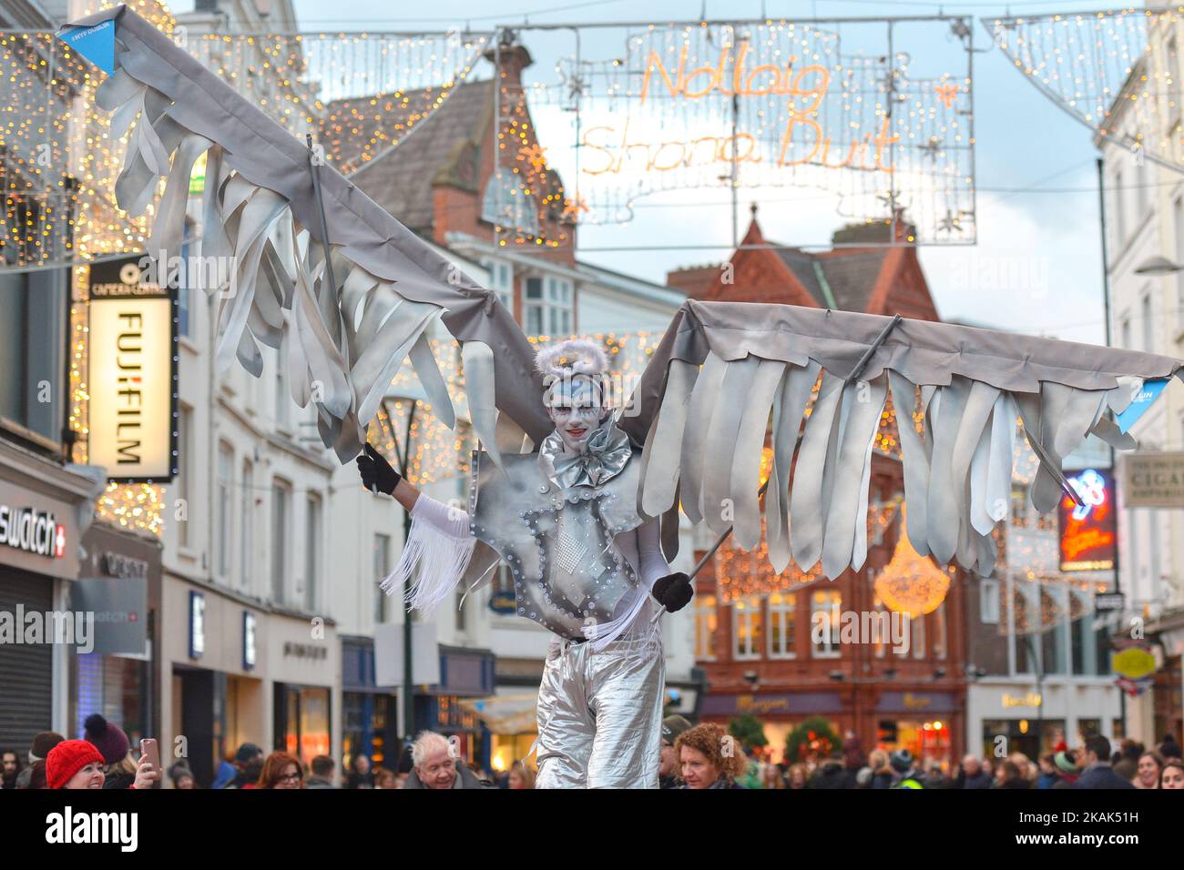 Members of the Dublin Circus Project dressed as angels perform on ...