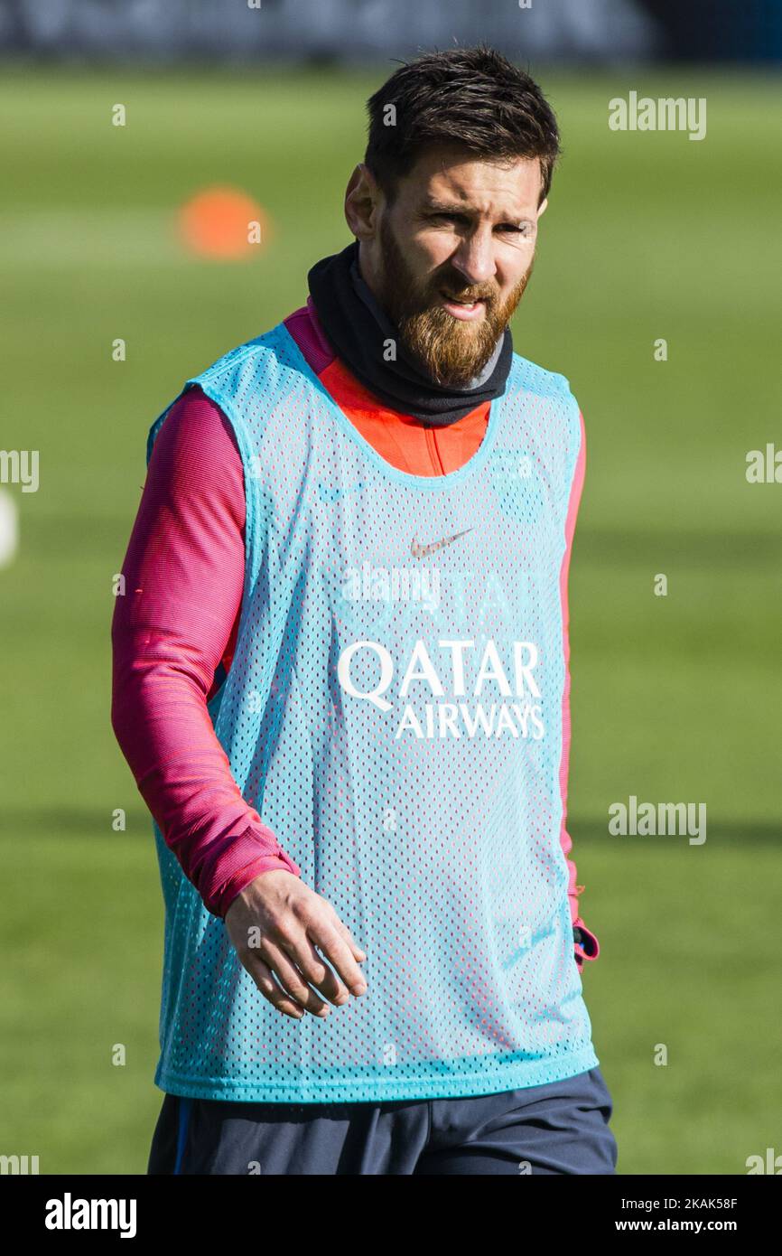 Leo Messi from Argentina during the FC Barcelona open doors training to ...