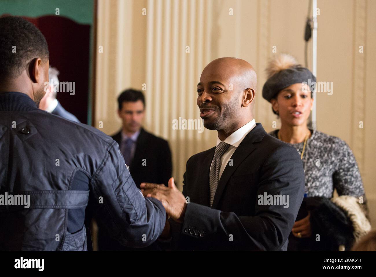On Friday, January 6 in Washington D.C., USA , (l-r), Usher chats with ...