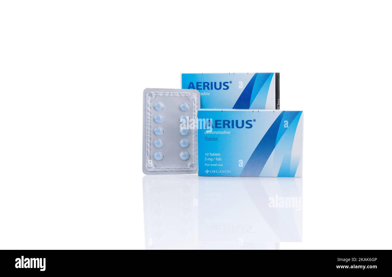 CHONBURI, THAILAND-OCTOBER 18, 2022: Aerius with packaging ...