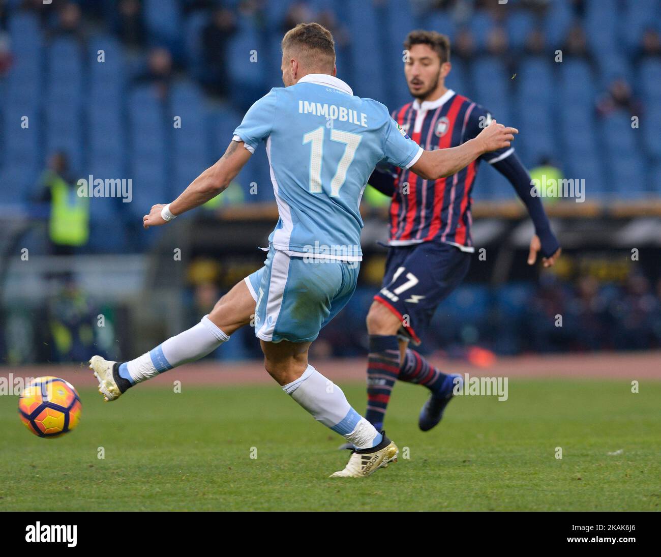 Ciro Immobile kicks goal 1-0 during the Italian Serie A football match ...
