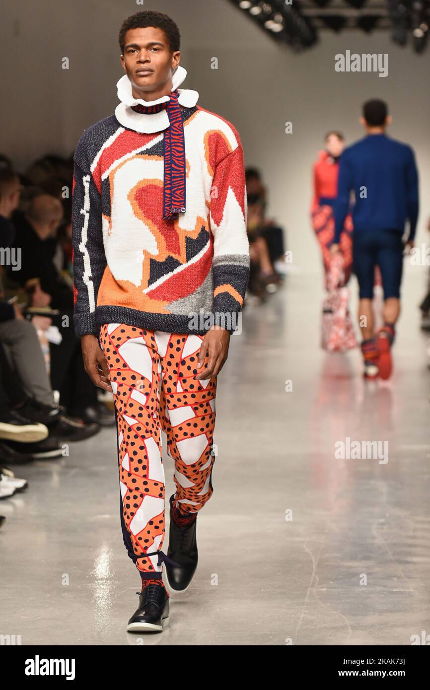 The model walk down the catwalk wearing Sibling's AW17 at London ...