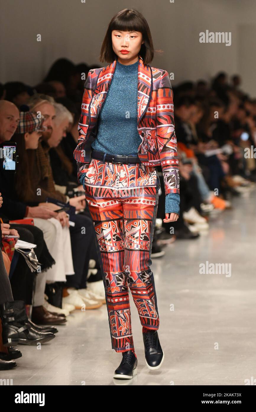 The model walk down the catwalk wearing Sibling's AW17 at London ...