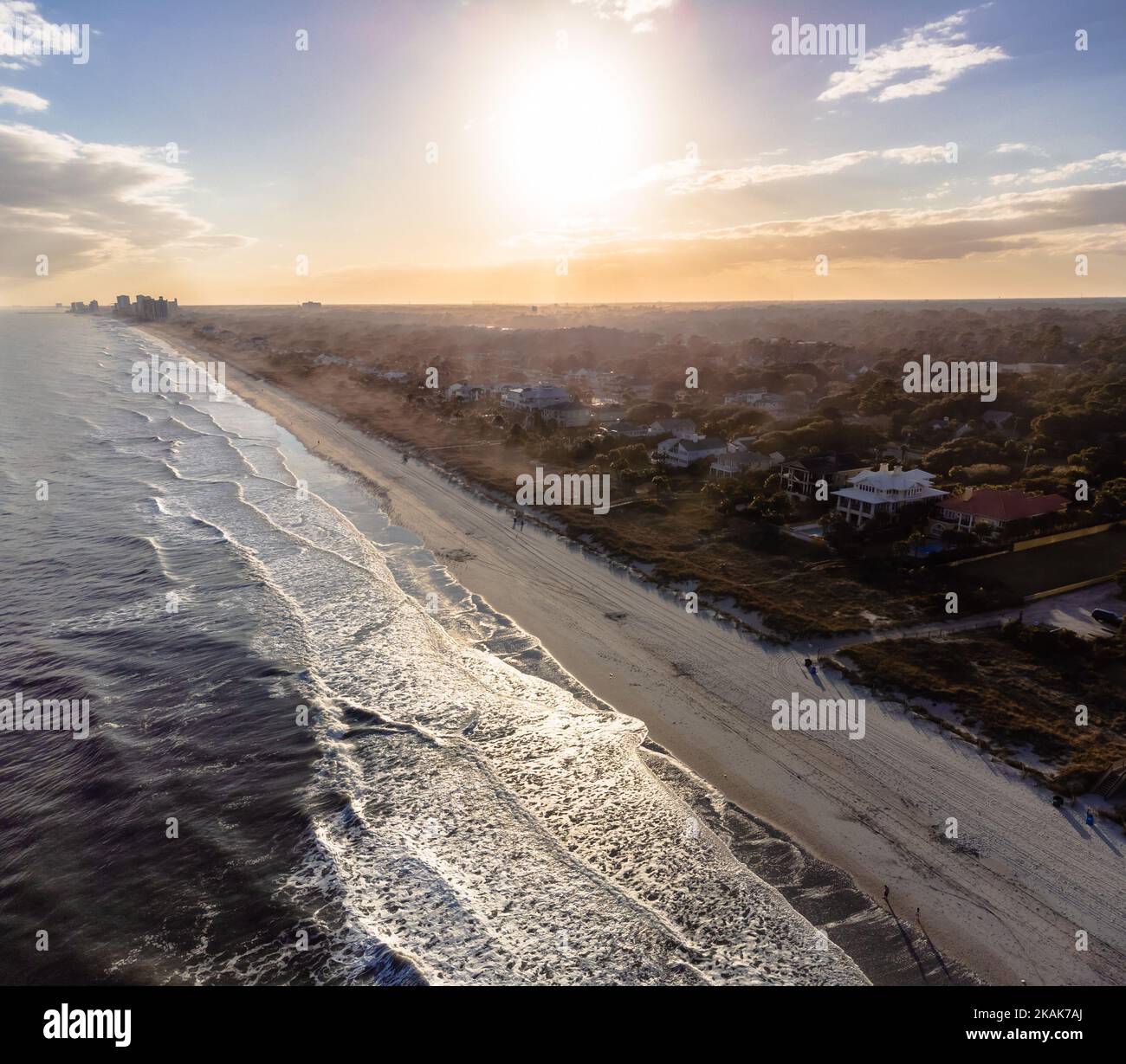 An aerial view of the sunny Myrtle Beach on the coastal city in South ...