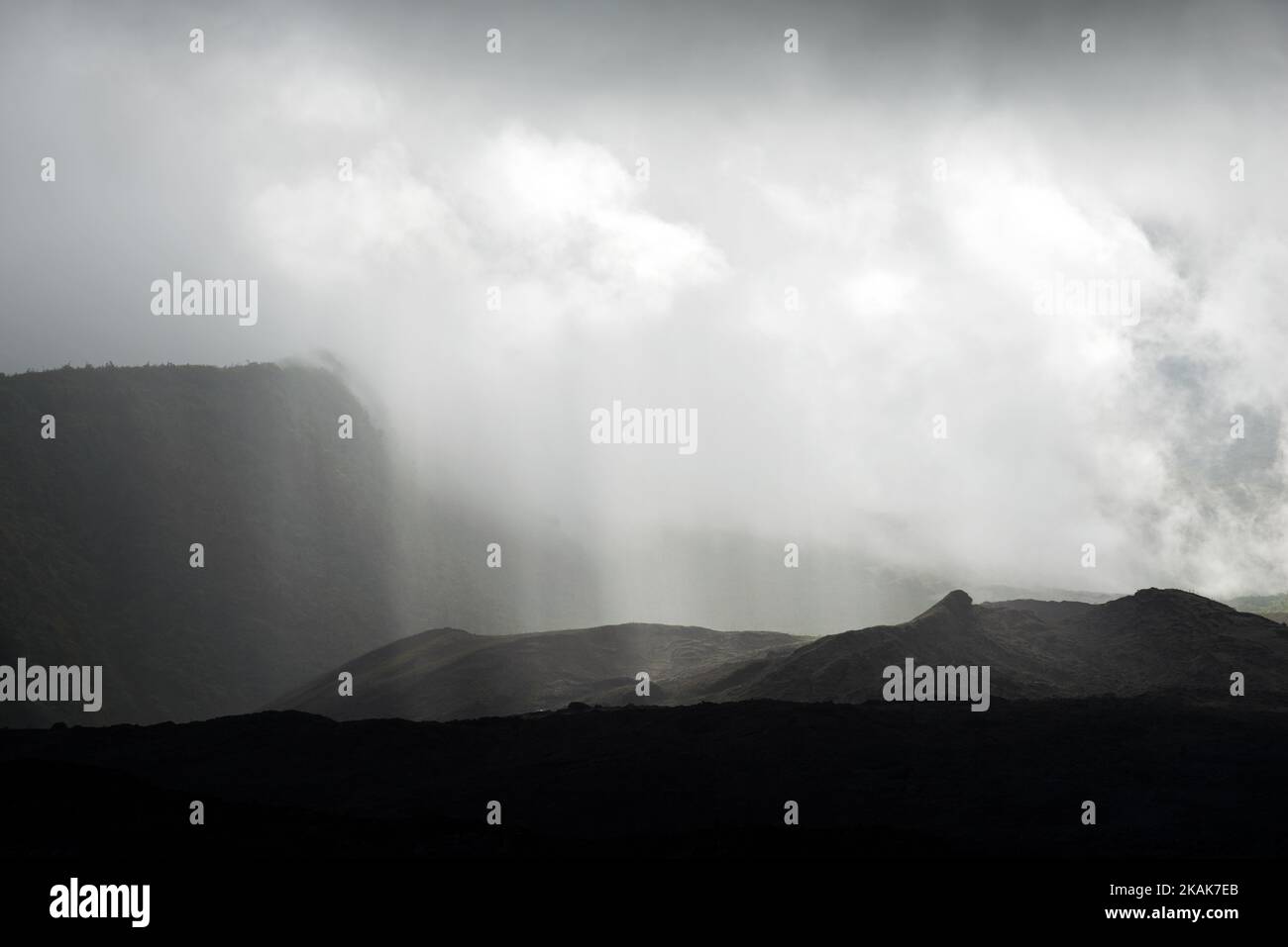 A view of the 'Grand BrÃ»lÃ©' in the caldera called 'Enclos FouquÃ ...