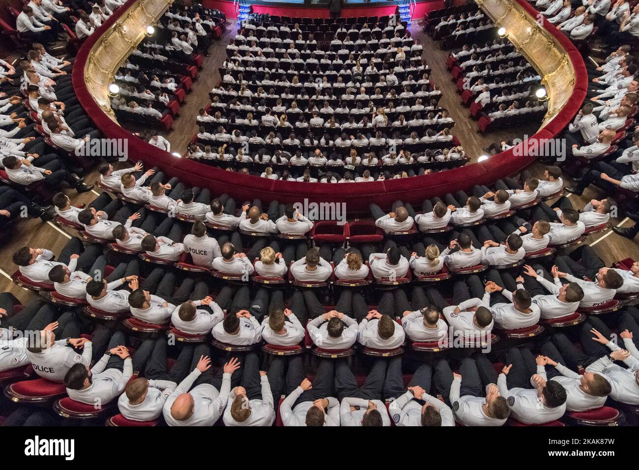 Graduating French police officers wait for French Minister of the ...