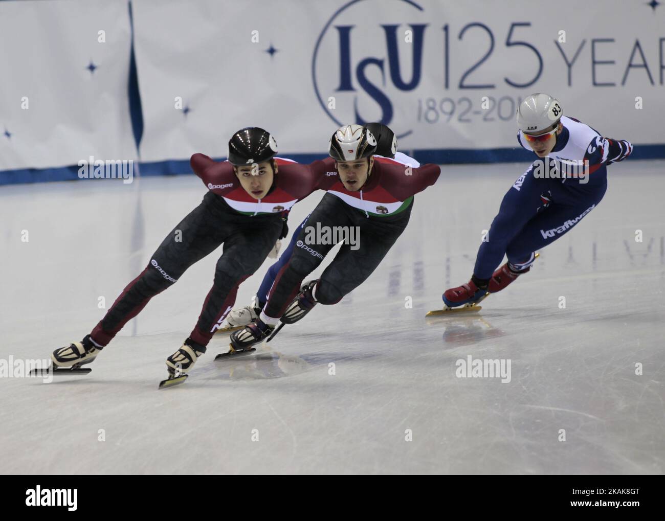 Shaoang Liu and Alexander Shulginov during European Short Track Speed ...