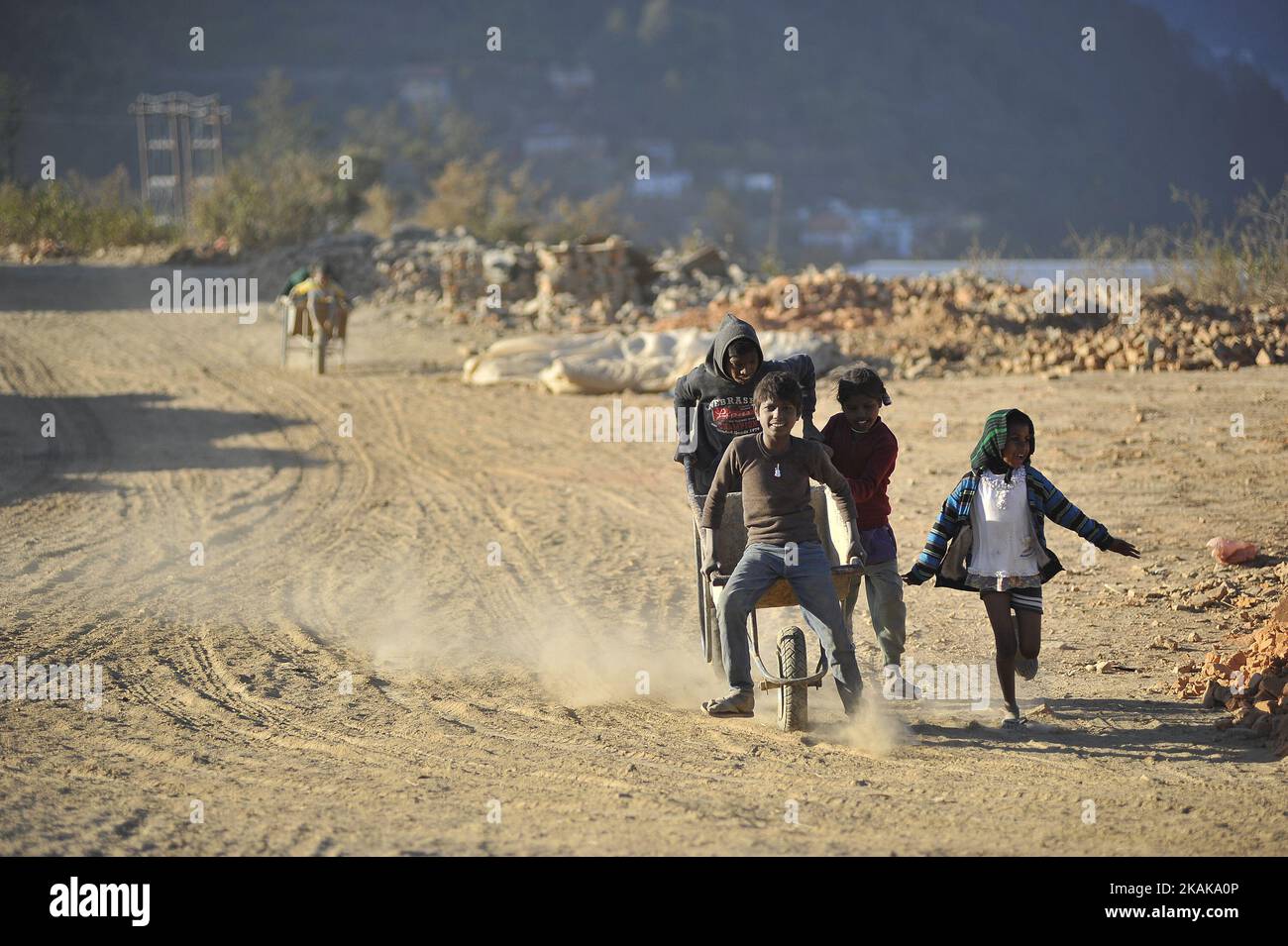 Kids playing construction workers hi-res stock photography and images ...