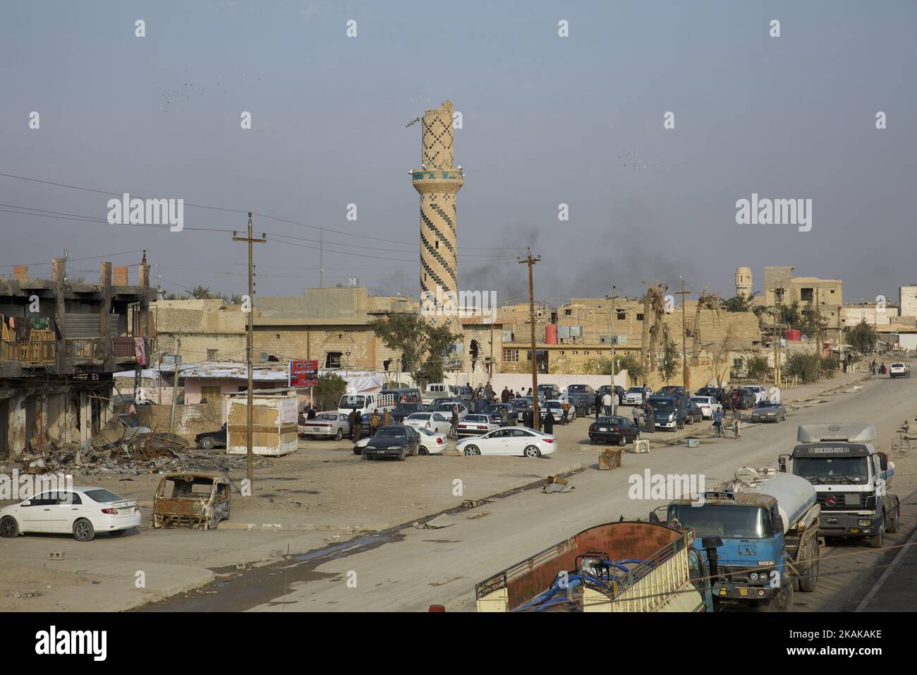 Severely damaged street in the city of Fallujah, that was recaptured ...