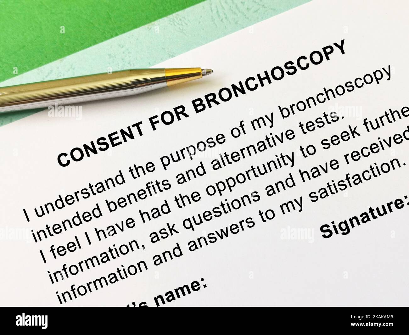 One person is reading consent for bronchoscopy Stock Photo - Alamy