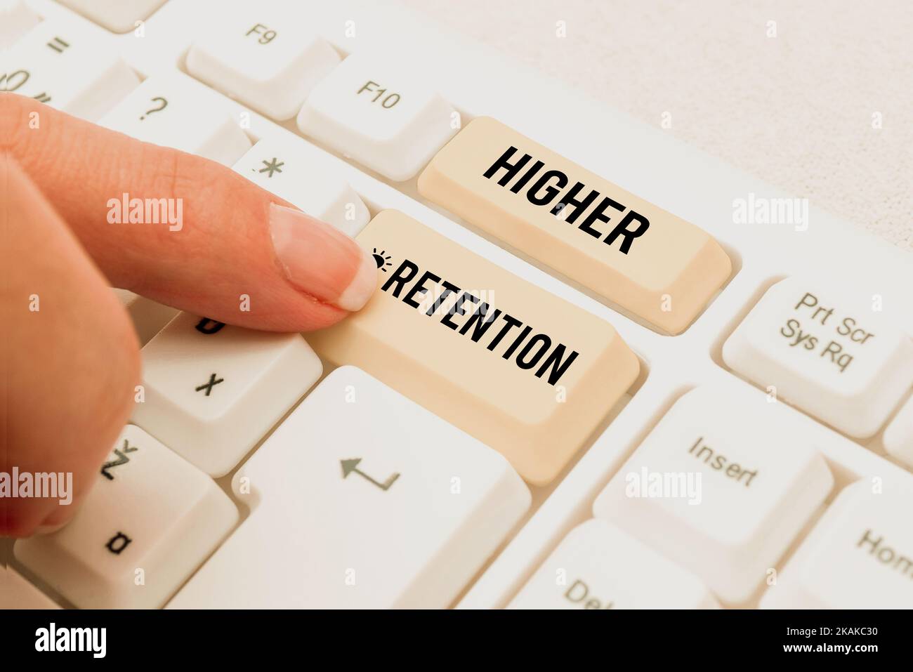 Hand writing sign Higher Retention. Word for increase in a company s is ...